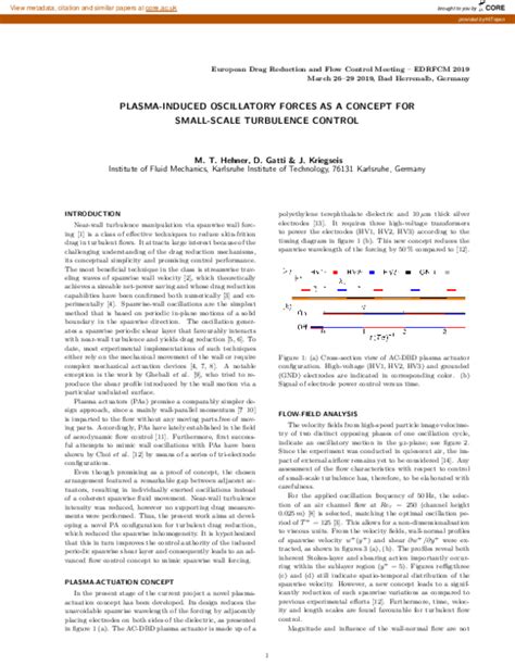 Pdf Plasma Induced Oscillatory Forces As A Concept For Small Scale Turbulence Control Marc