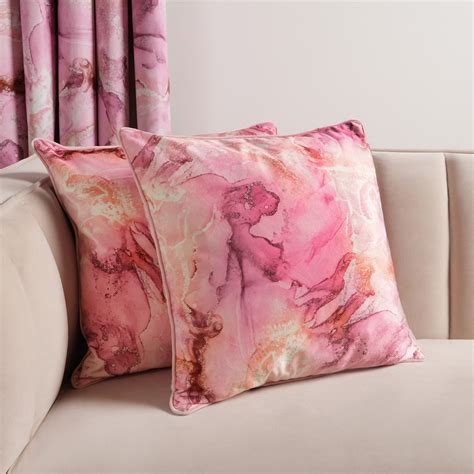 Ohs Matte Velvet Marble Print Cushion Covers Blush