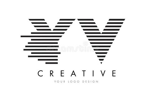 Yv Y V Zebra Letter Logo Design With Black And White Stripes Stock