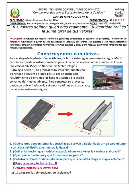 Guia De Aprendizaje N 23 Construyendo Canalestas Iepgpe