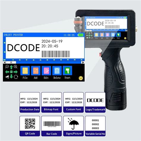 Dcode 254mm 1760plus 1 Metal Body Portable Handheld Inkjet Printer