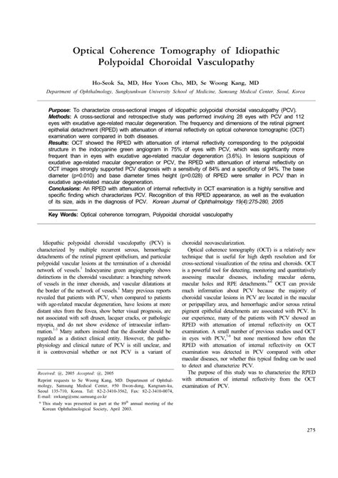 Pdf Optical Coherence Tomography Of Idiopathic Polypoidal Choroidal
