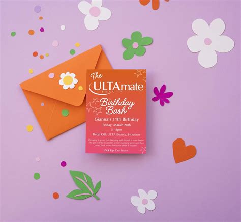 Ulta Mate Beauty Bash Birthday Party Invitation Editable Digital
