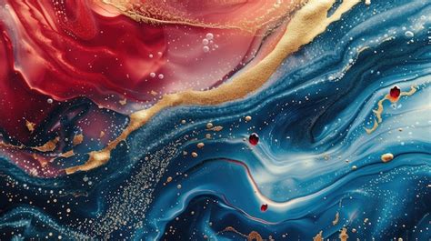 Premium Photo A Lavish Wallpaper Unfolds With Waves Of Blue Topaz Red Ruby And Liquid Gold
