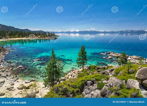 Lake Tahoe Stock Image Image Of Panorama Peaceful Blue 55210691