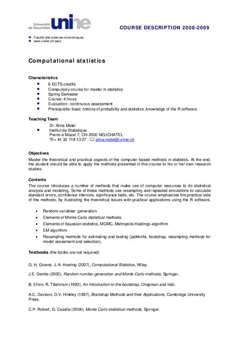 Pdf Computational Statistics