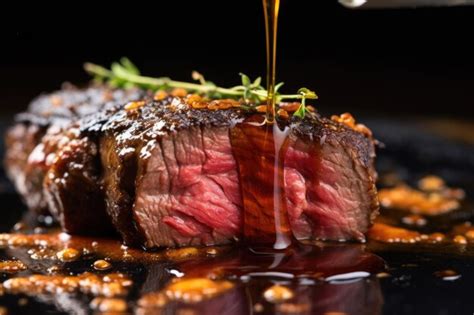 Premium Ai Image Charred Steak With Juices Oozing Out From Meat Injectors Holes