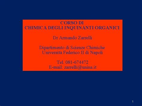 Corso Di Chimica Degli Inquinanti Organici Dr Armando
