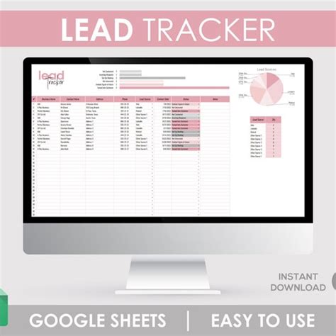 Lead Tracker Lead Spreadsheet Tracking Spreadsheet Sales Etsy