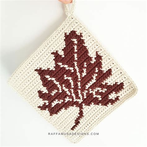 Crochet Pattern Maple Leaf Potholder Tapestry Crochet Hot Etsy