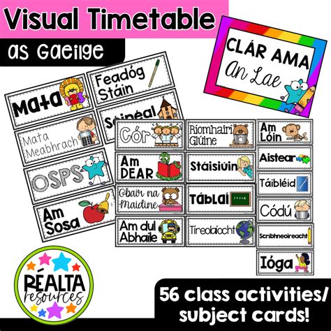 Mash Gaelscoileanna Visual Timetable As Gaeilge Clár Ama An Lae