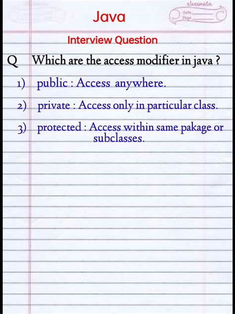 Access Modifier In Java Interview Questions Java Shorts Short