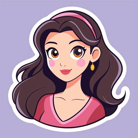 Beautiful Girl Sticker Vector Premium Ai Generated Vector