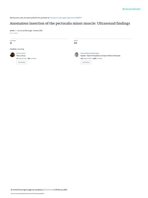 Anomalous Insertion Of The Pectoralis Minor Muscle Pdf Shoulder Musculoskeletal System