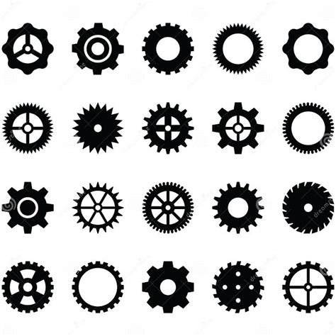 Gear Cog Shape Set Collection Isolated Stock Vector Illustration Of
