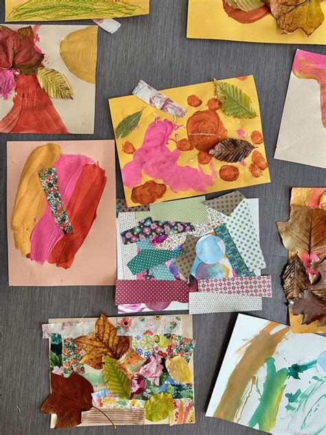 Leaf And Fabric Collage Fabric Art For Preschool Collage Activity For