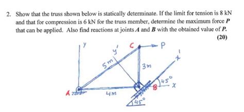 Solved 2 Show That The Truss Shown Below Is Statically