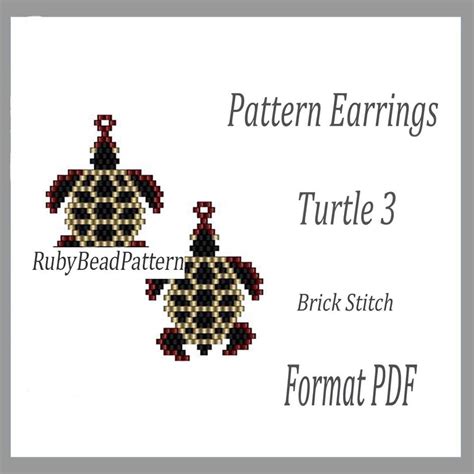 Turtle 3 Bead Earrings Pattern Turtle Beaded Pattern Turtle Beading