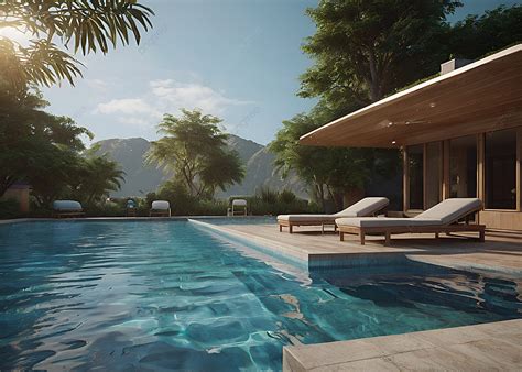 Summer Pool Background With Chair Summer Background Summer Pool