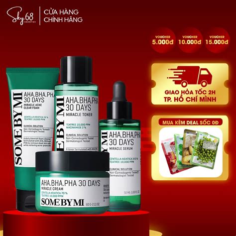 Bộ 4 Sp Giảm Mụn Some By Mi Aha Bha Pha 30 Days Miracle Srm Acne100ml