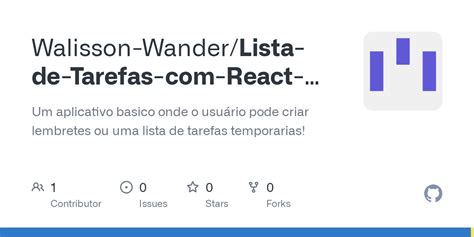 Github Walisson Wanderlista De Tarefas Com React Native Um Aplicativo Basico Onde O Usuário