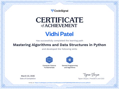 Path Certificate For Mastering Algorithms And Data Structures In Python