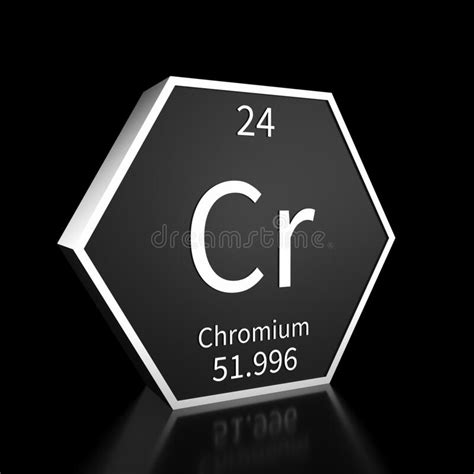 Periodic Table Element Chromium Rendered Metal On Black On Black Stock