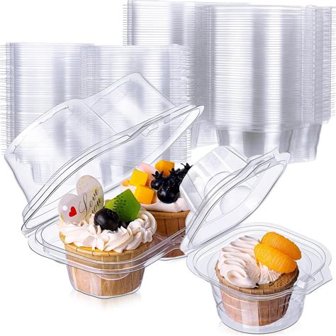Younthye 100pcs Cupcake Containers 2 Count Clear Cupcake