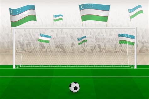 Uzbekistan Football Team Fans With Flags Of Uzbekistan Cheering On