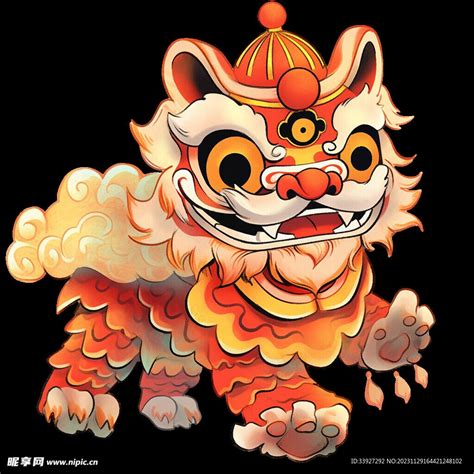 舞狮插画设计图其他素材底纹边框设计图库昵图网