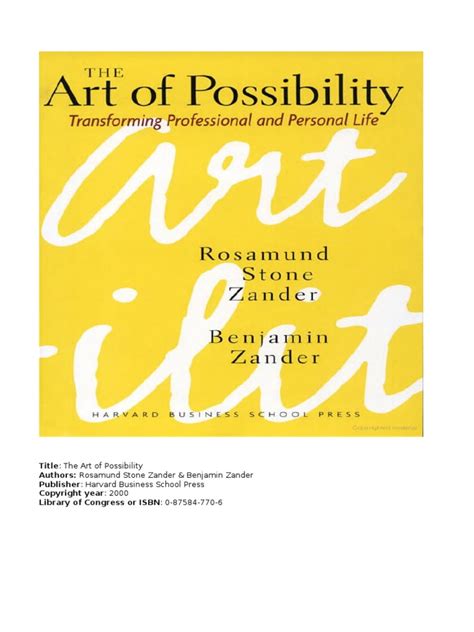 Book Summary Of Art Of Possibilities Pdf Thought