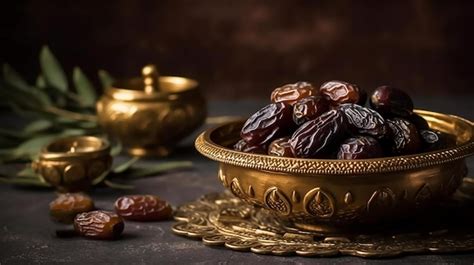 Premium Ai Image Arabian Dates In A Decorative Bowl