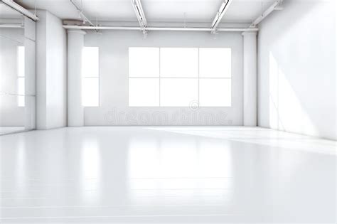 Empty Clean White Showcase Room Or Studio Stock Illustration
