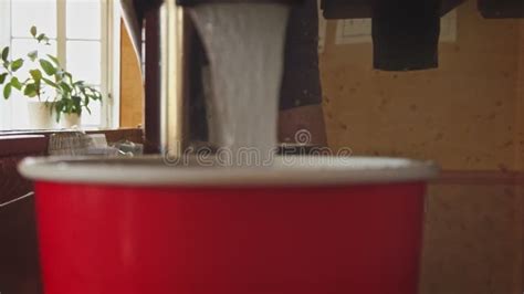 Fast Food Man Pours Soft Drink Cola Into Paper Cup Stock Video Video