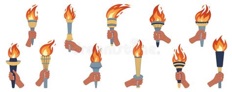 Hand Holding A Torch Vector Set Vector Illustration Stock Vector Illustration Of Peace