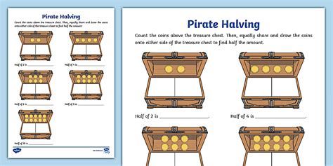 👉 Pirate Halving Worksheet Teacher Made Twinkl
