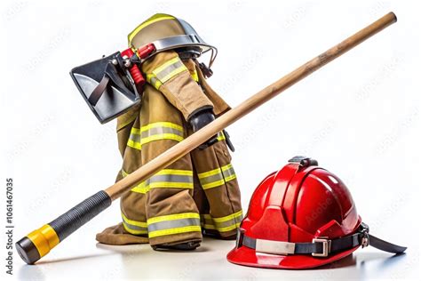Pike Pole Firefighter Equipment Isolated On White Essential Tools For