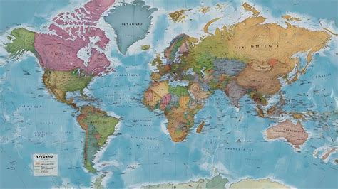 Political World Map Showing Clearly Defined Country Borders Labeled