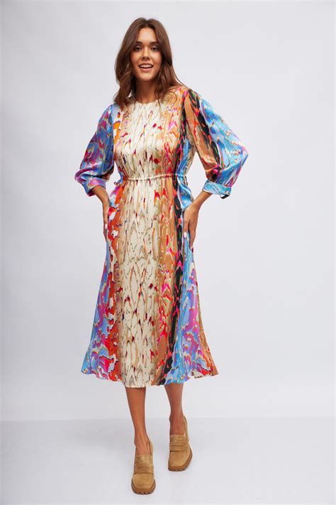 Marc Cain Платье шелковое с ярким анималистическим узором купить по выгодной цене Корона