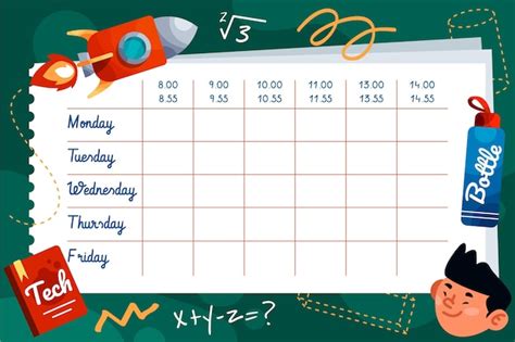 Premium Vector School Timetable Weekly Pupil Schedule Template
