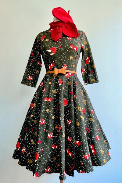 Green Winter Fox Devon Dress Modern Millie