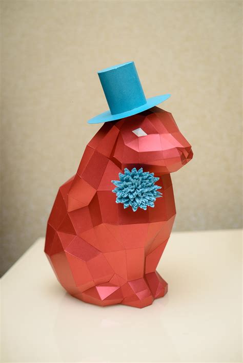 Papercraft 3d Sitting Rabbit Bunny 3d Low Poly Paper Sculpture Etsy