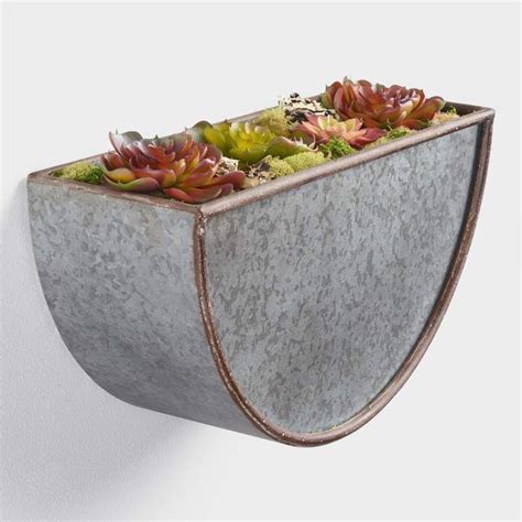 Cost Plus World Market Large Half Circle Galvanized Metal Wall Planter