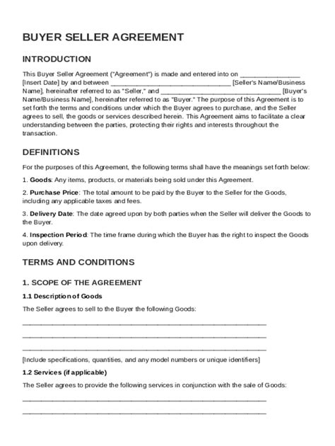 Buyer Seller Agreement Template Fill Out And Sign Online Dochub