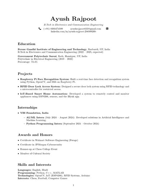 Rendercv Classic Theme 1 Pdf