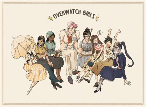 D Va Mercy Tracer Widowmaker Mei And 3 More Overwatch And 1 More Drawn By Osamatographe
