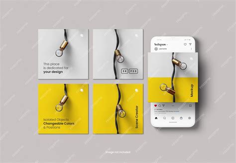 Premium Psd Instagram Post Mockup With Interface Template And Clay