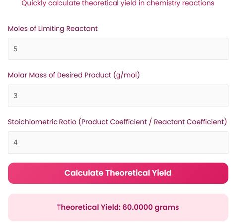 Theoretical Yield Calculator Accurate Chemistry Yield Tool Online