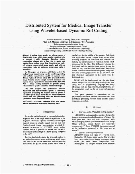 Pdf Distributed System For Medical Image Transfer Using Wavelet Based Dynamic Roi Coding