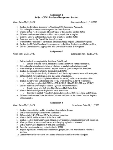 Comprehensive Database Management Assignments Pdf Databases